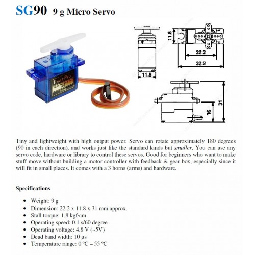 Servo - TowerPro SG90 Mini Analoge Servo